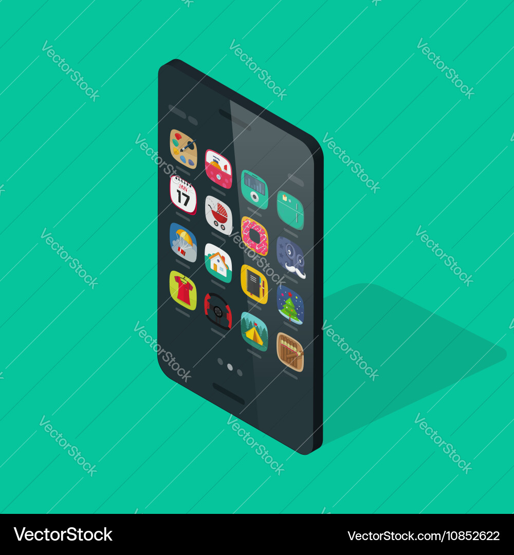 Smartphone isometric isolated on colorful Vector Image