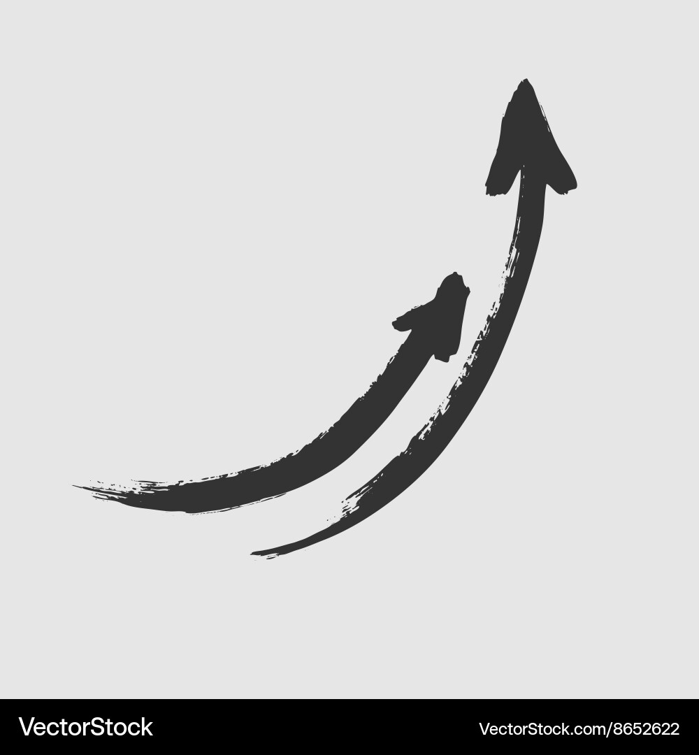 Two black drawn arrows showing up on a white Vector Image