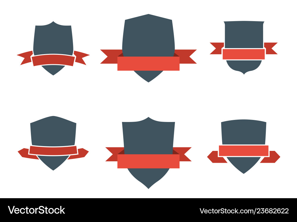 Vintage shields set with red ribbons isolated Vector Image