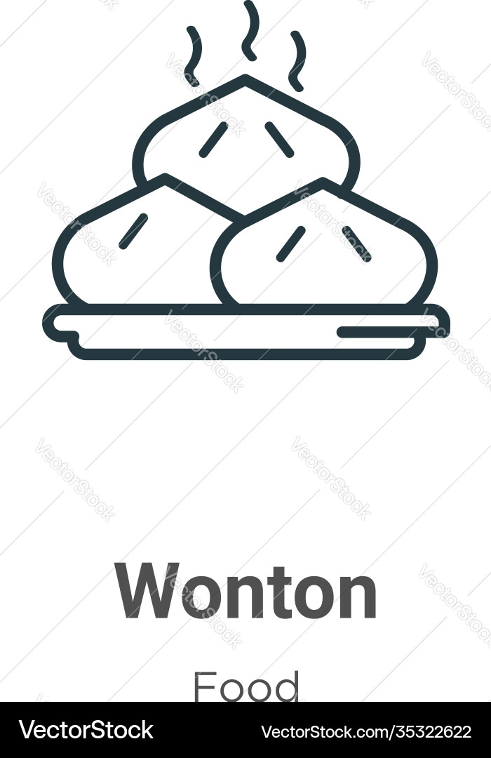 Wonton outline icon thin line black icon Vector Image