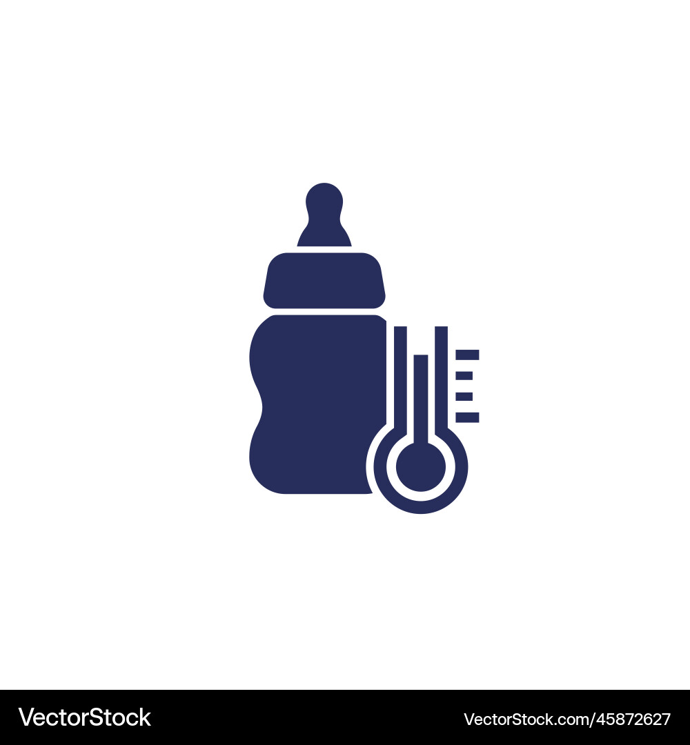 Baby bottle temperature icon on white Royalty Free Vector