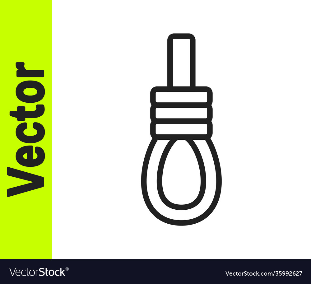 Black line gallows rope loop hanging icon isolated