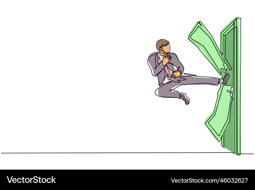 Continuous one line drawing businessman kicks Vector Image