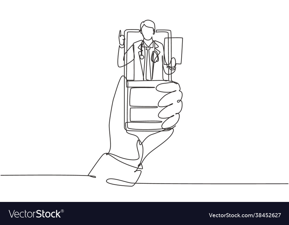 Continuous one line drawing hand holding Vector Image