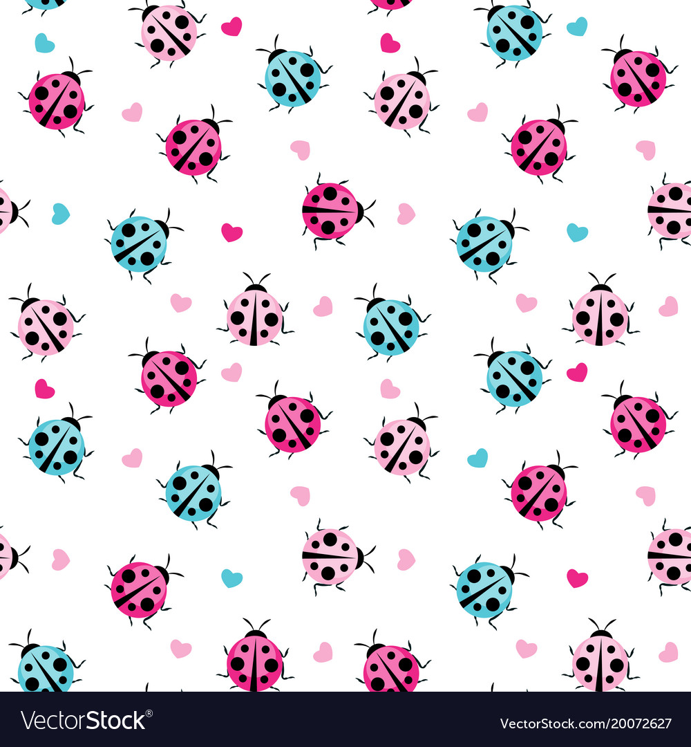 Cute ladybug seamless pattern background Vector Image