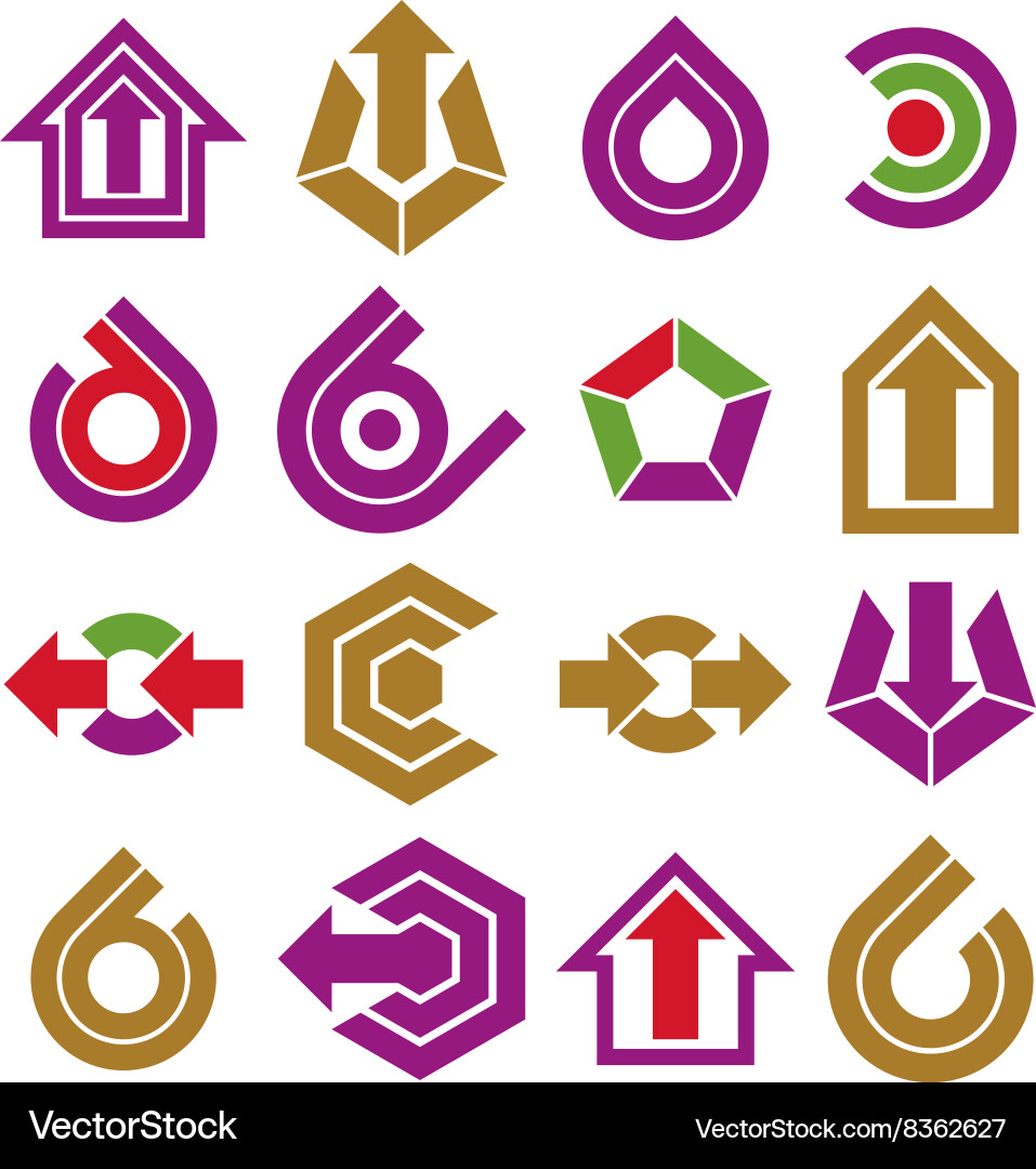 Flat abstract shapes different business icons Vector Image