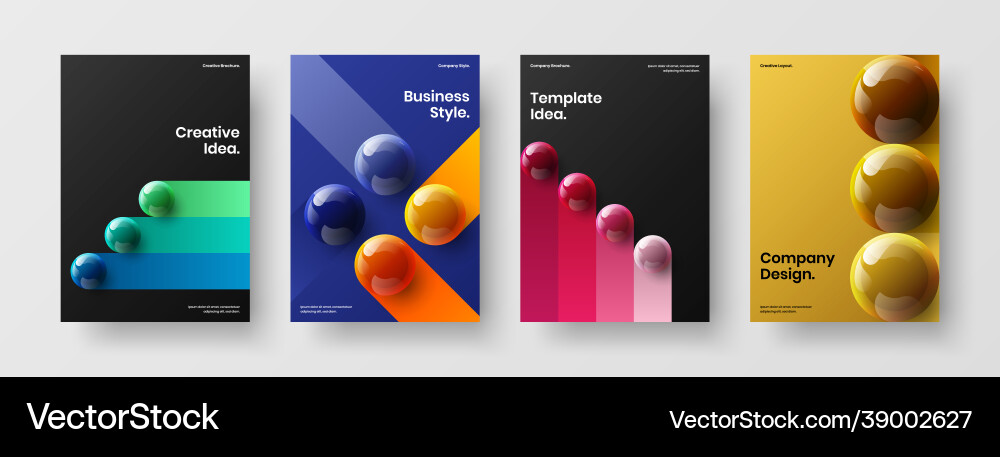 Fresh 3d spheres handbill set premium banner Vector Image