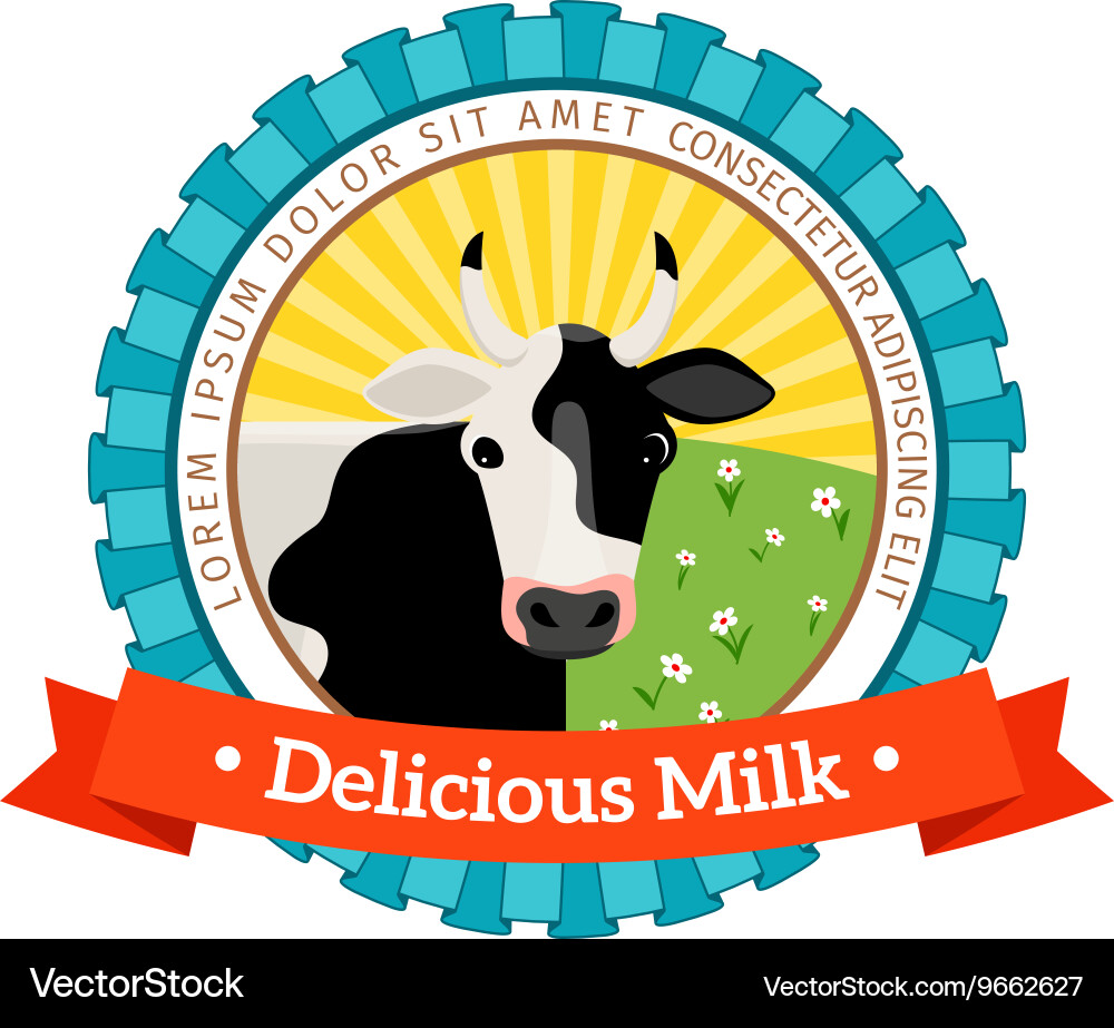 Fresh and natural milk logo Royalty Free Vector Image