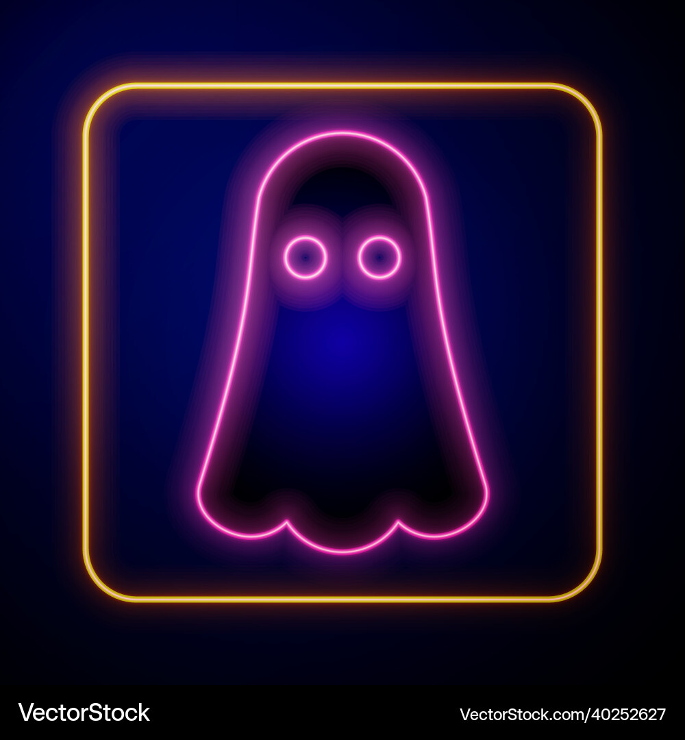 Glowing neon ghost icon isolated on black Vector Image