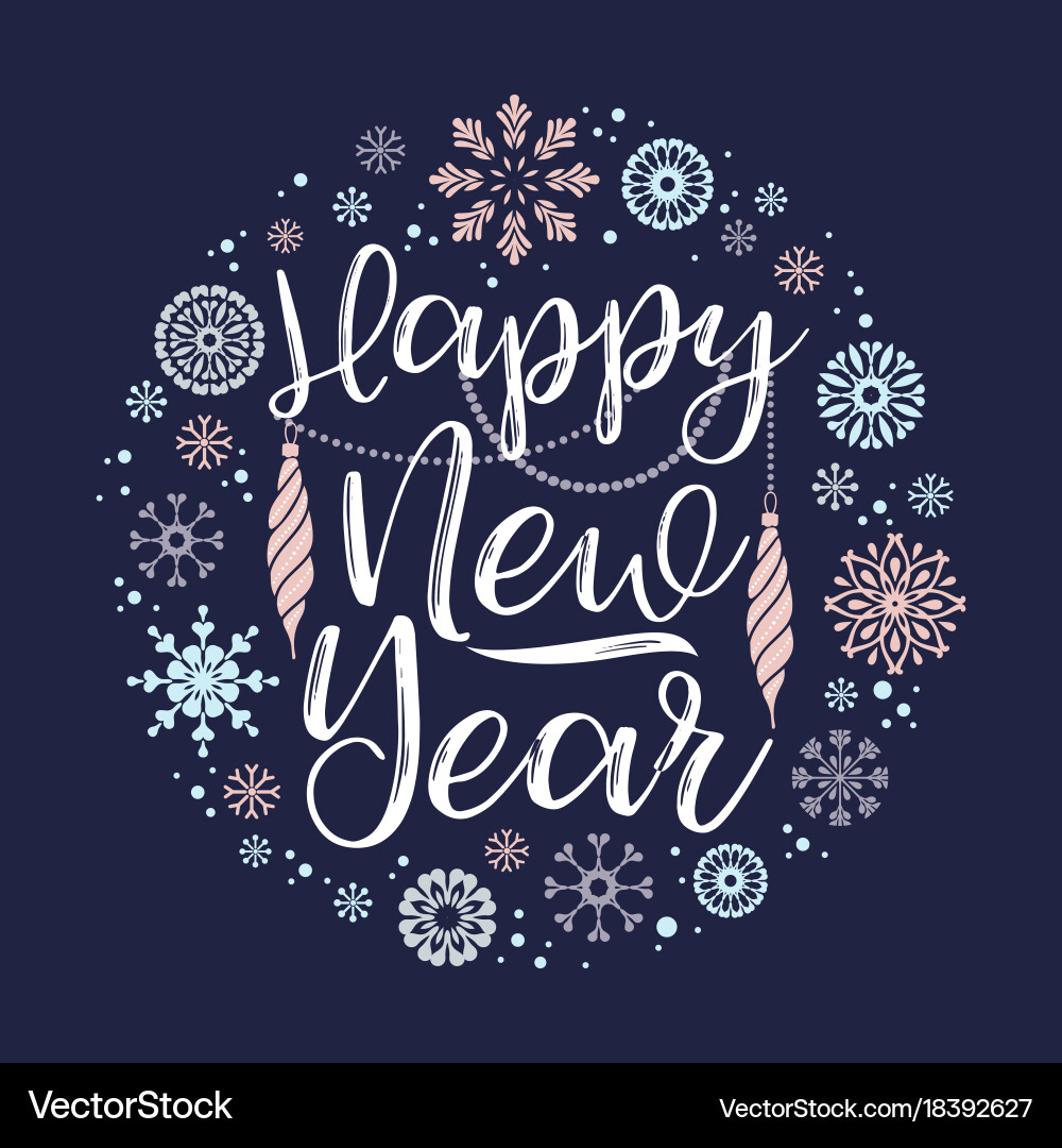 Happy new year lettering designs Royalty Free Vector Image