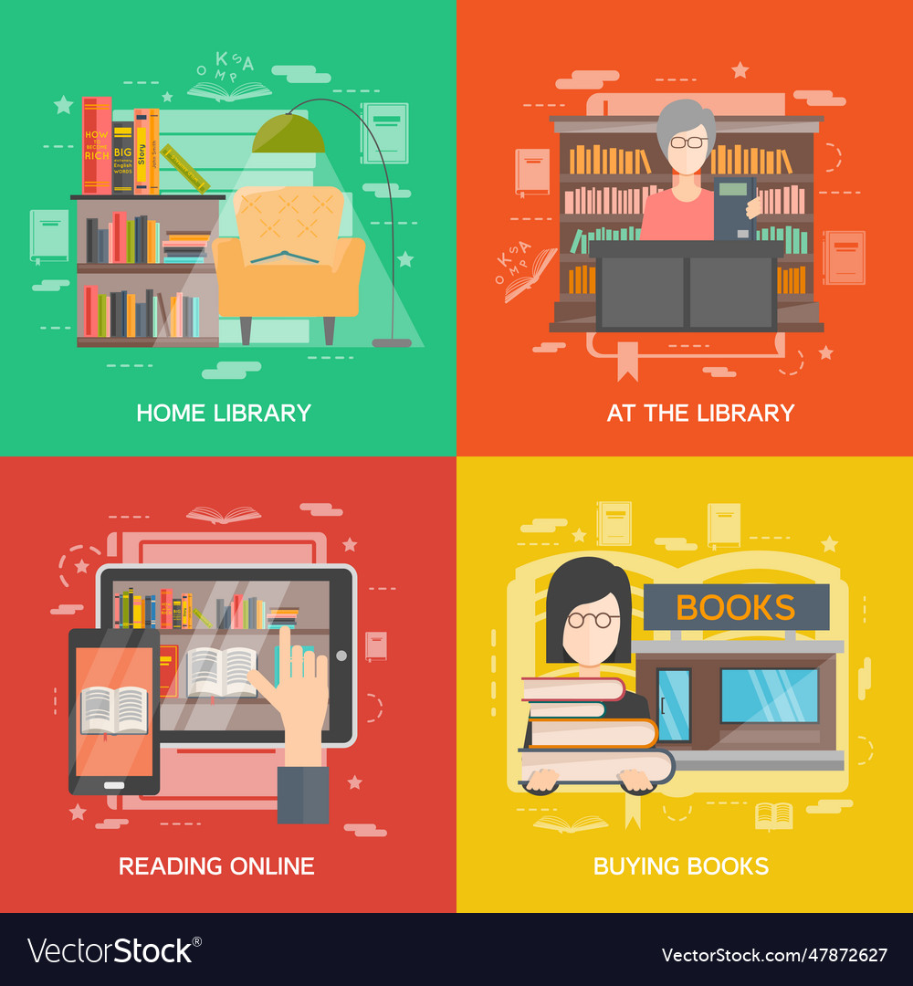 Library concept set library concept set Royalty Free Vector