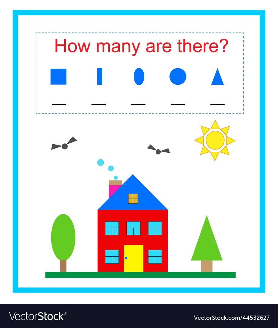 Math activity for children how many Royalty Free Vector