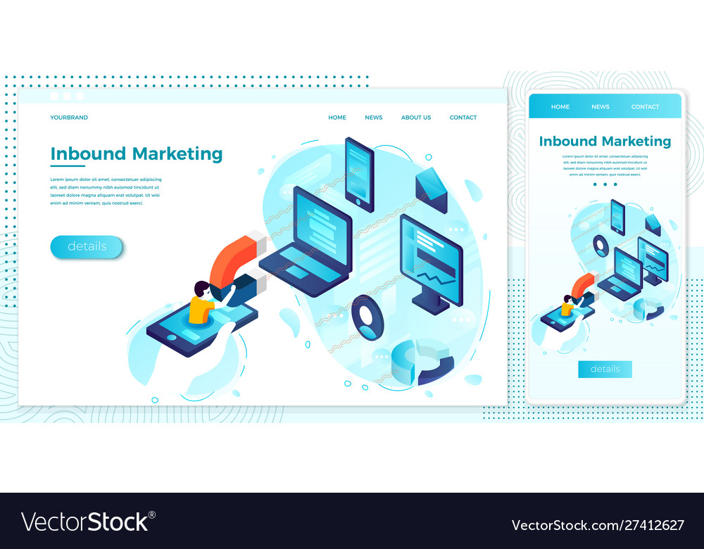 Online web inbound marketing magnet man Royalty Free Vector Online web inbound marketing magnet man Royalty Free Vector
