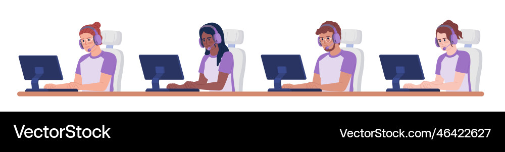 Professional gaming team semi flat color Vector Image