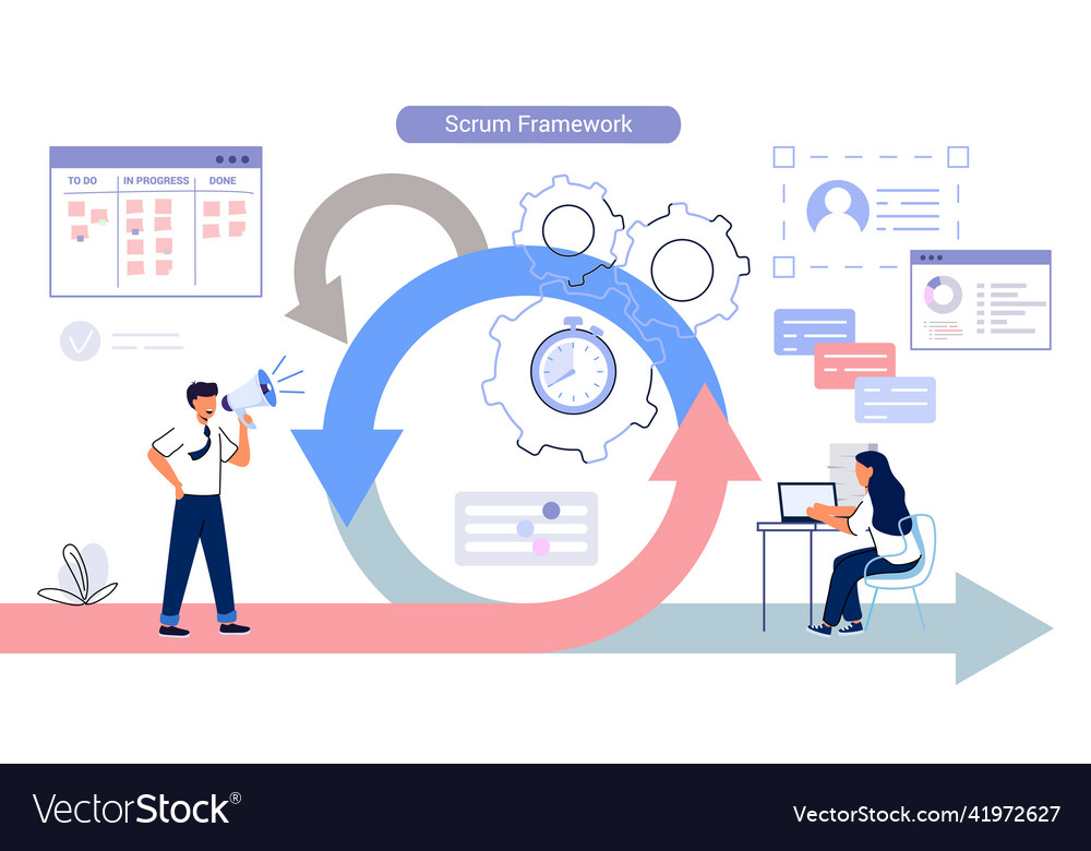 Scrum framework software development methodology Vector Image