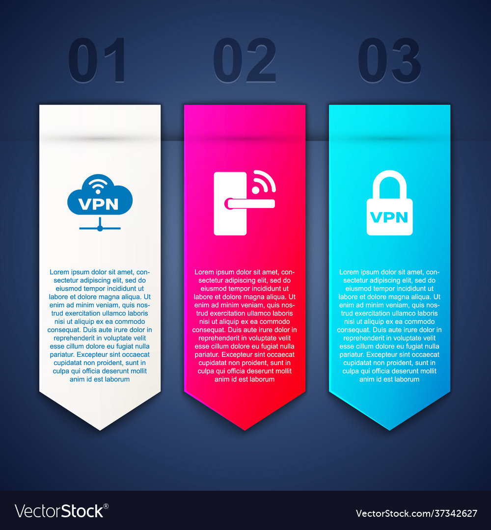 Set Vpn Network Cloud Connection Digital Door Vector Image