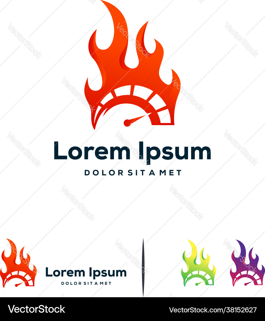Speed and fast logo designs with fire symbol Vector Image