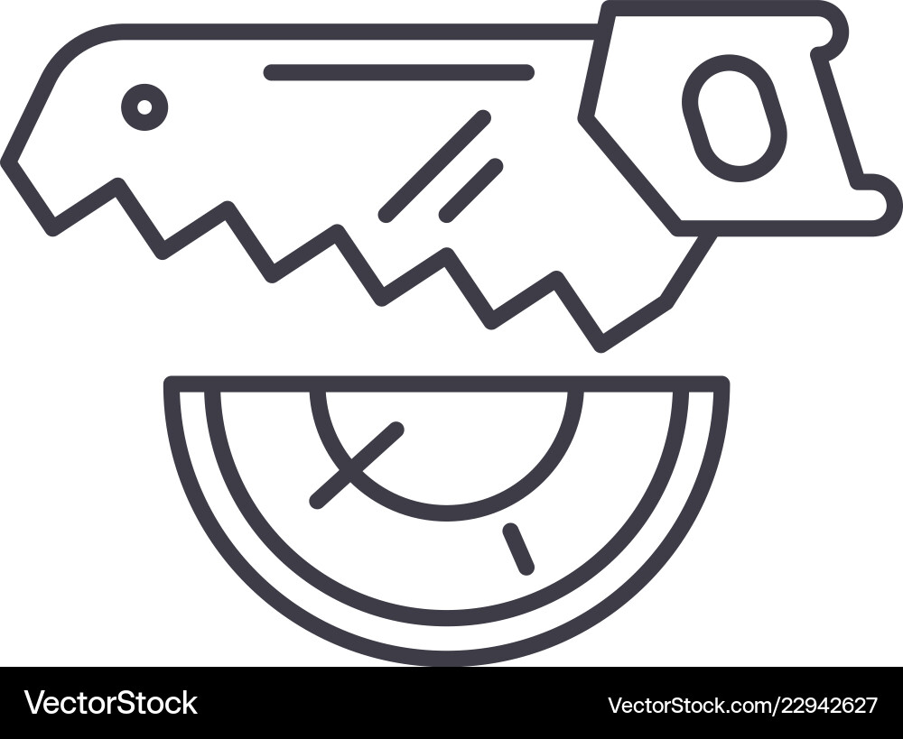Wood saw line icon concept linear Royalty Free Vector Image