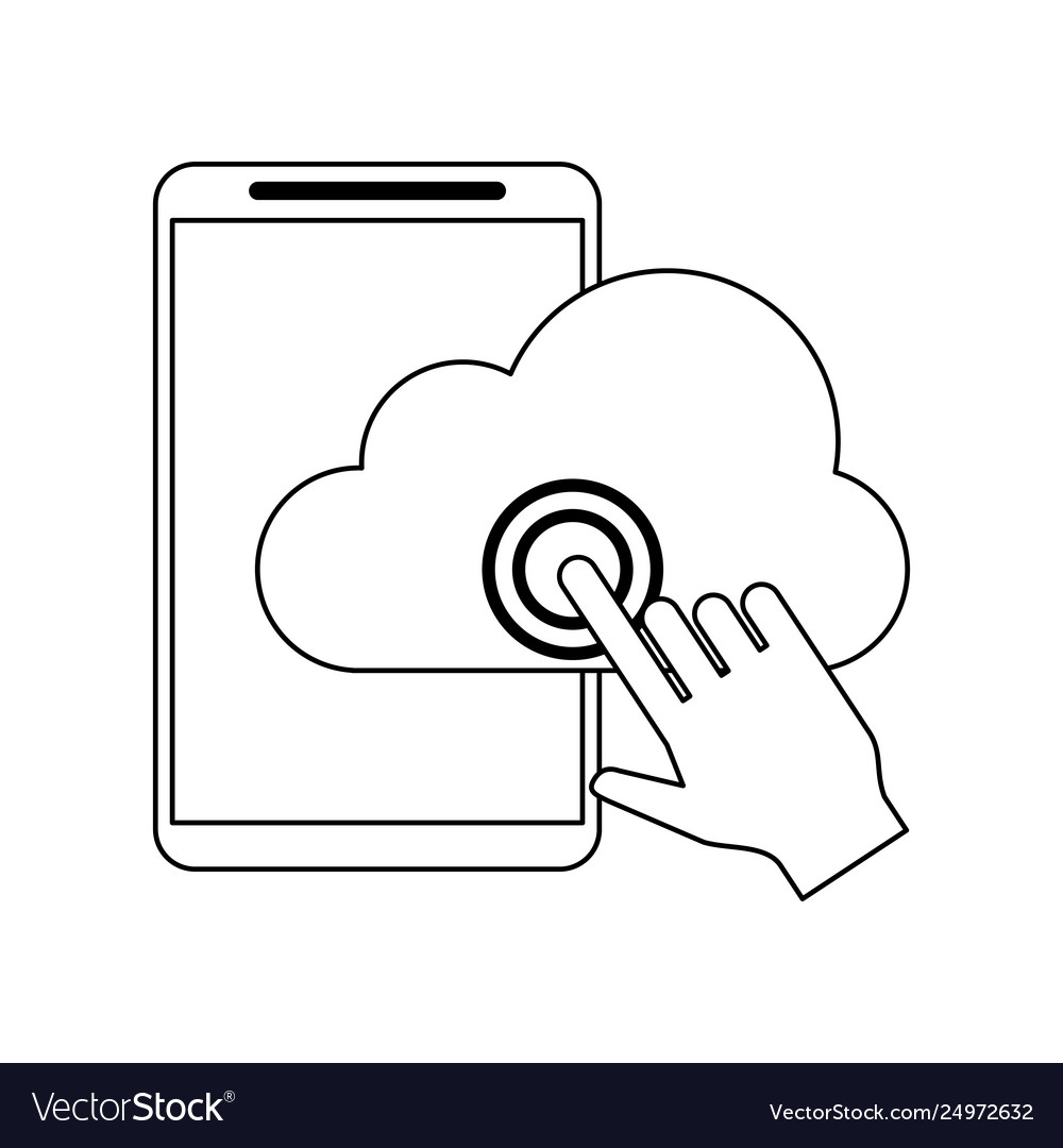 Cloud computing technology in black and white Vector Image