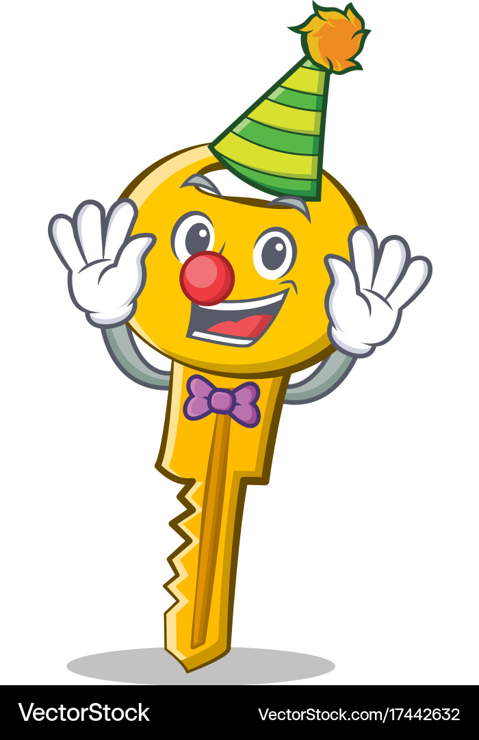 Clown key character cartoon style Royalty Free Vector Image