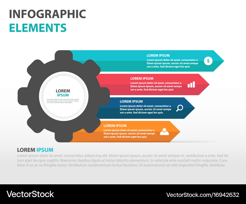 Colorful cog gear business infographics elements Vector Image