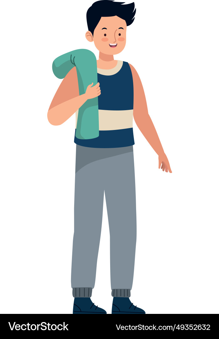 Fitness man with towel Royalty Free Vector Image