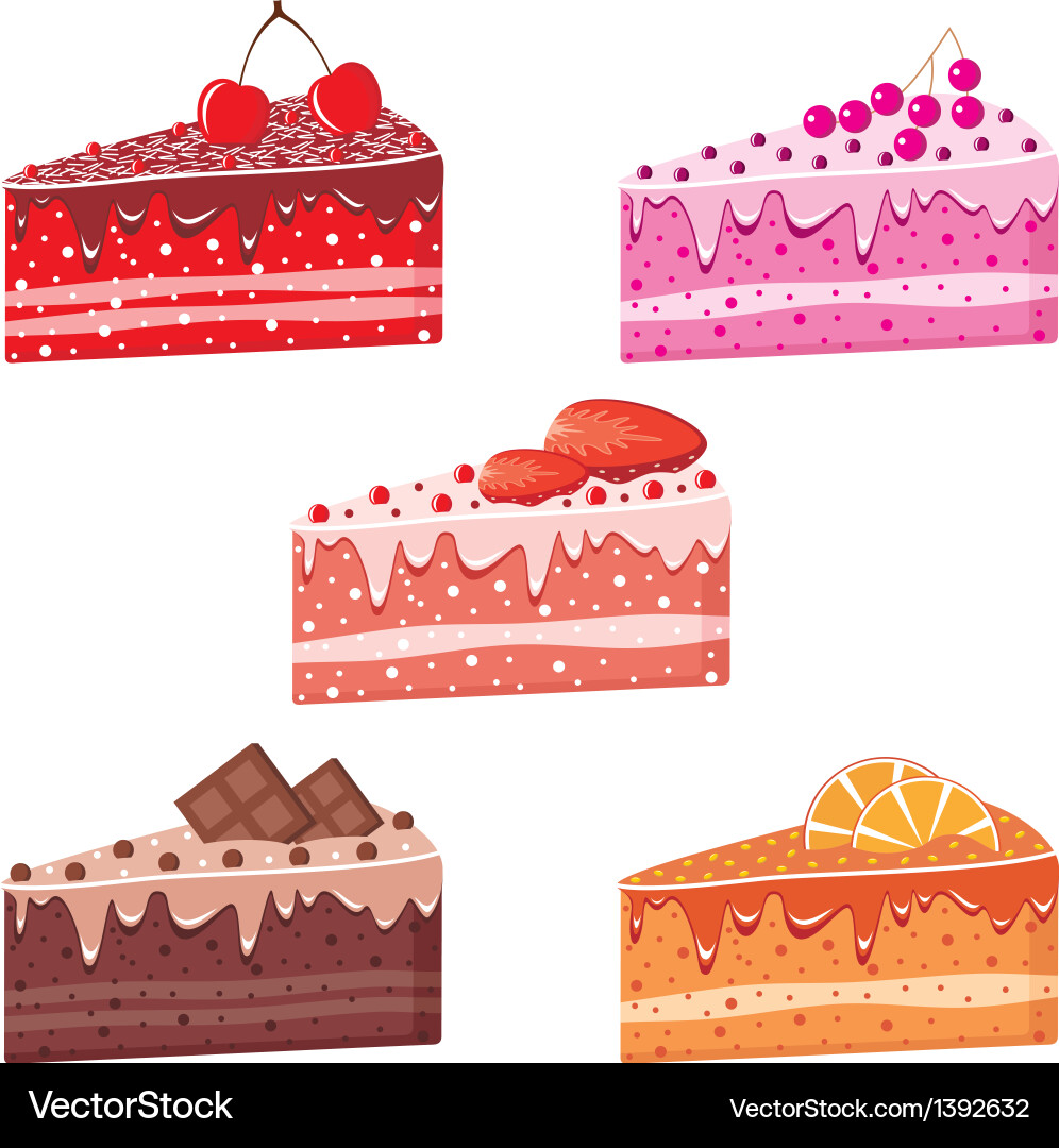 Five pieces of cake Royalty Free Vector Image - VectorStock