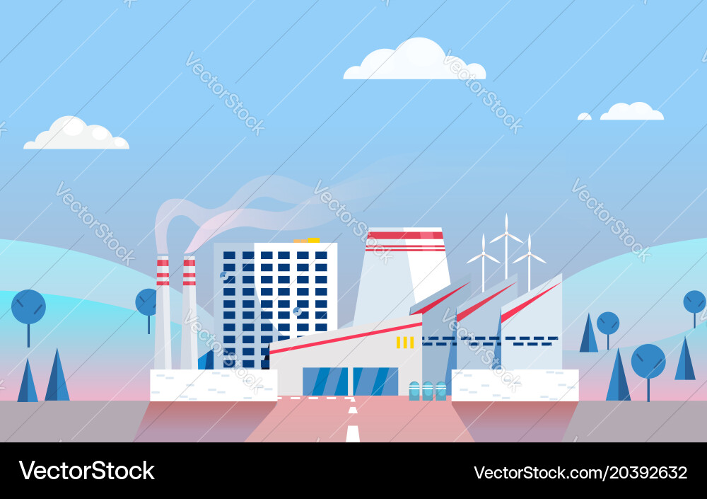 Industrial factory on background Royalty Free Vector Image