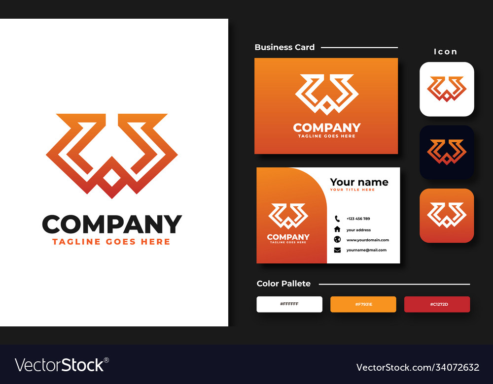 Initial w monogram logo design template Royalty Free Vector