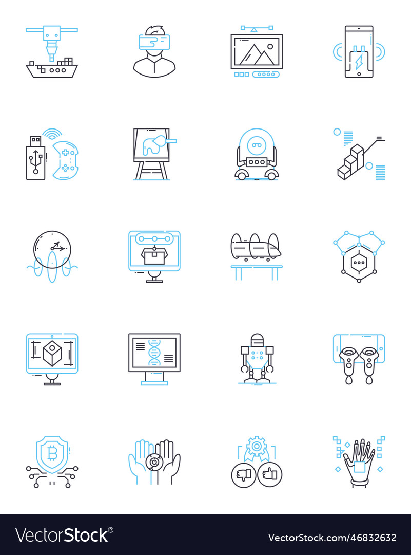 Intelligent automation linear icons set Royalty Free Vector