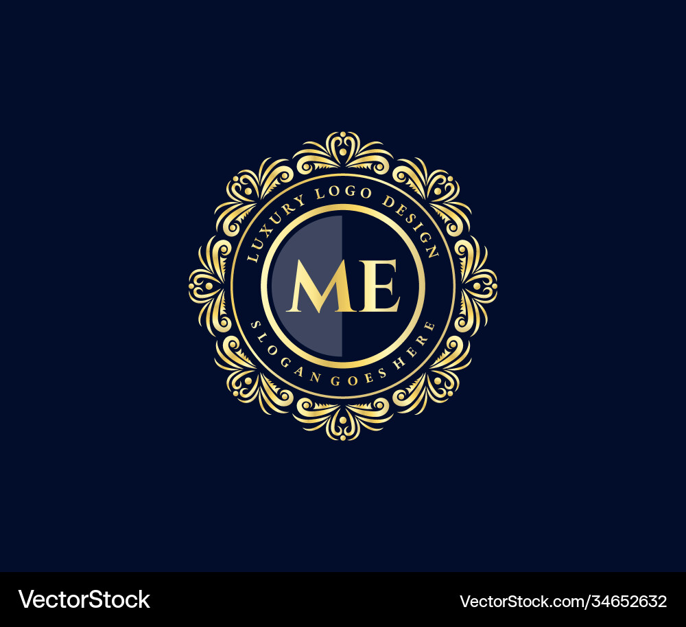 Me initial letter gold calligraphic feminine Vector Image