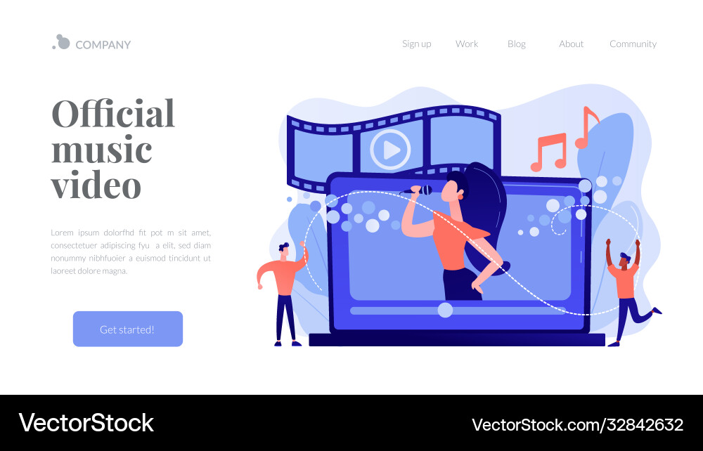 Music video concept landing page Royalty Free Vector Image