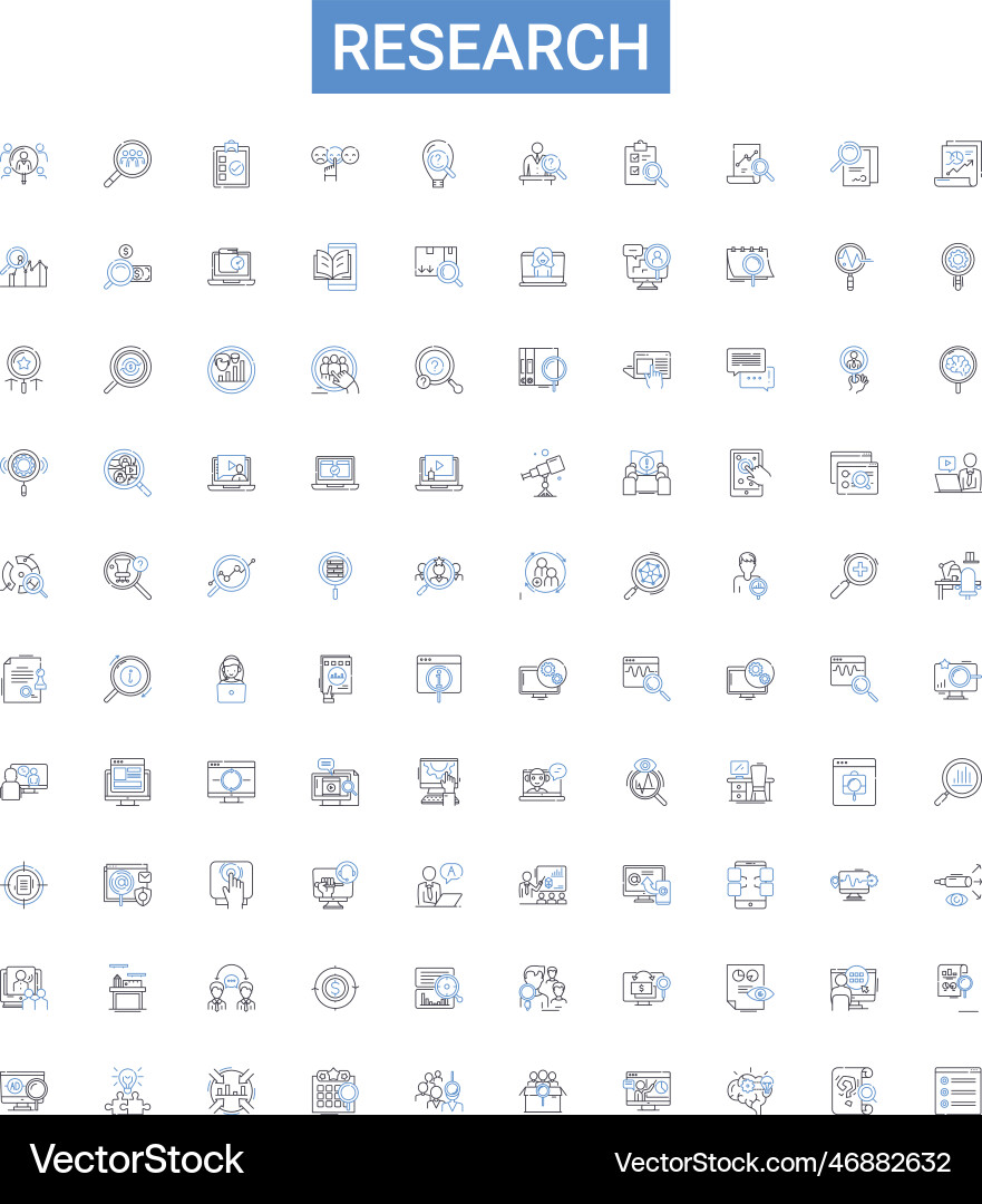 Research outline icons collection Royalty Free Vector Image
