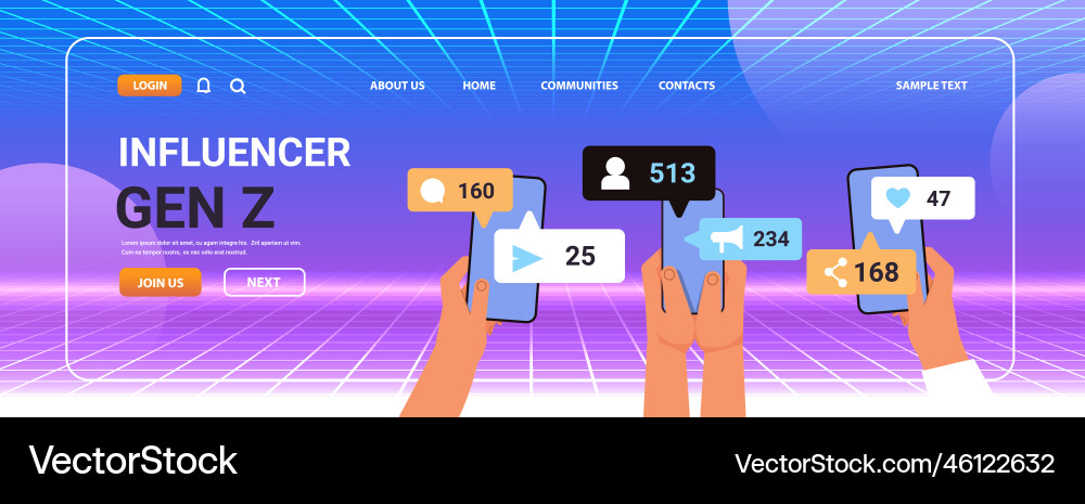 Social media influencers using smartphones Vector Image
