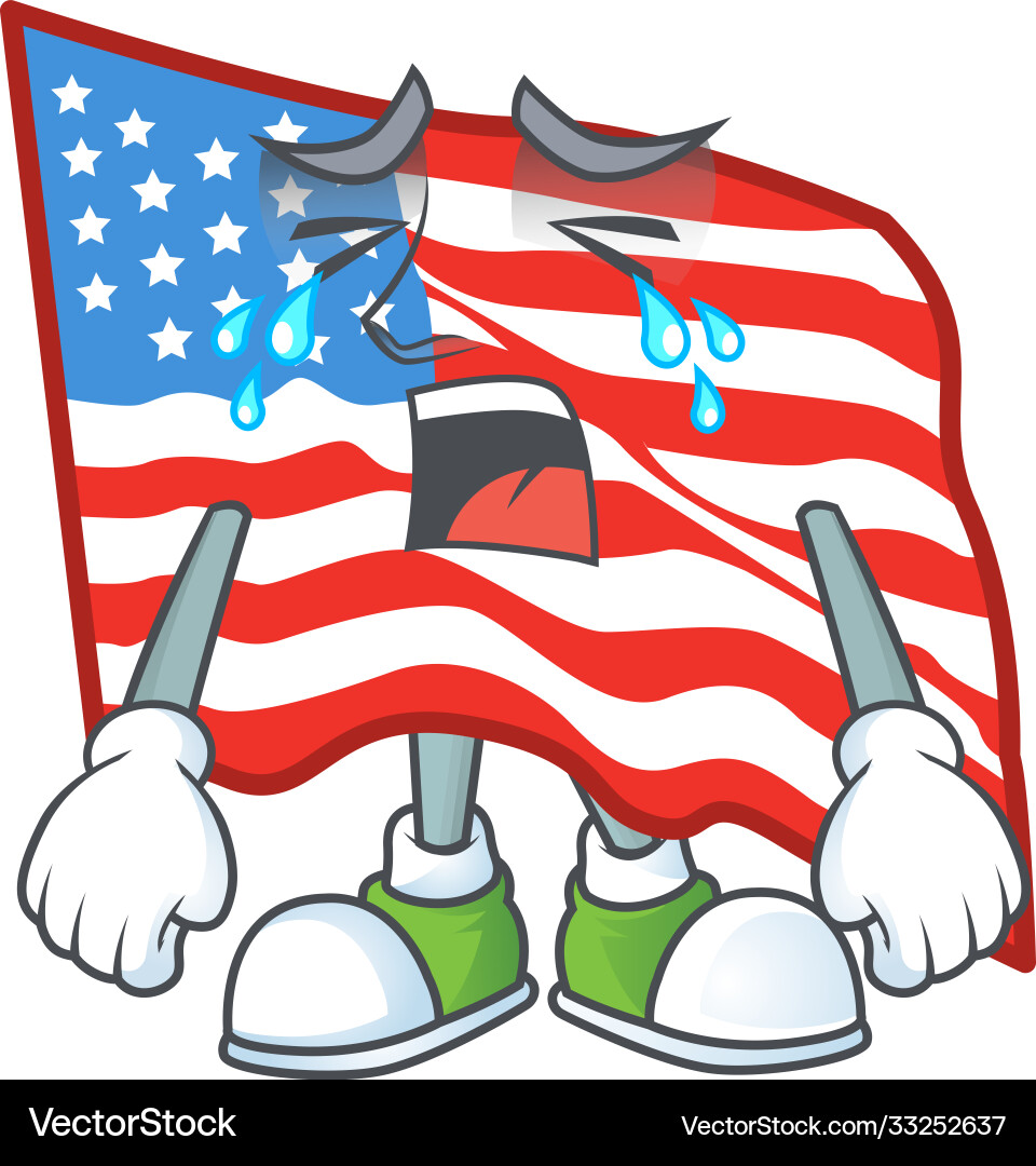 A crying usa flag mascot design style Royalty Free Vector