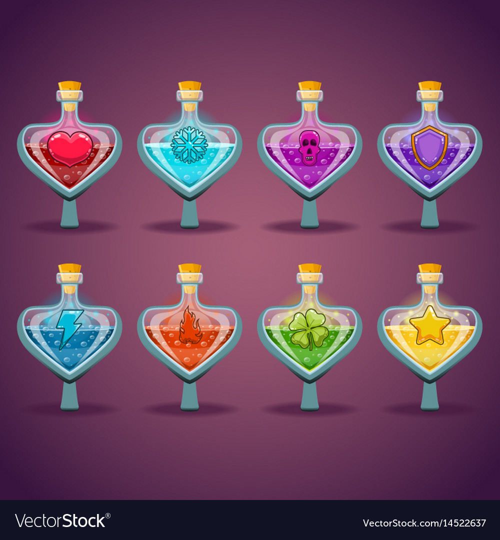 Big set with different magic elixir Royalty Free Vector