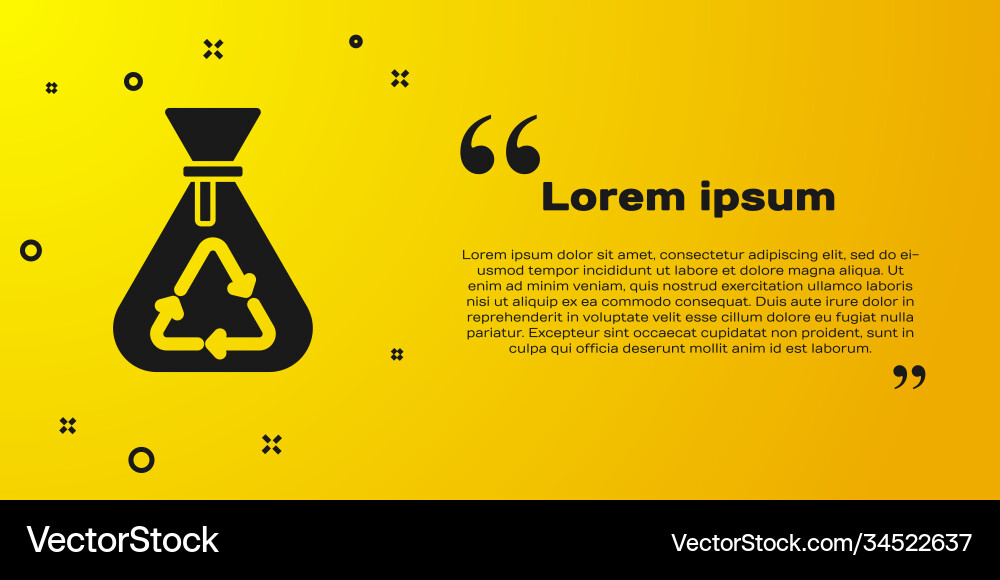Black garbage bag with recycle symbol icon Vector Image