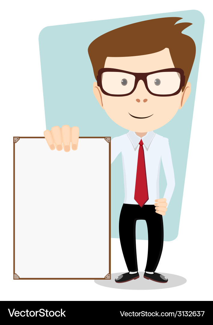 Cartoon Business man explaining and pointing at Vector Image