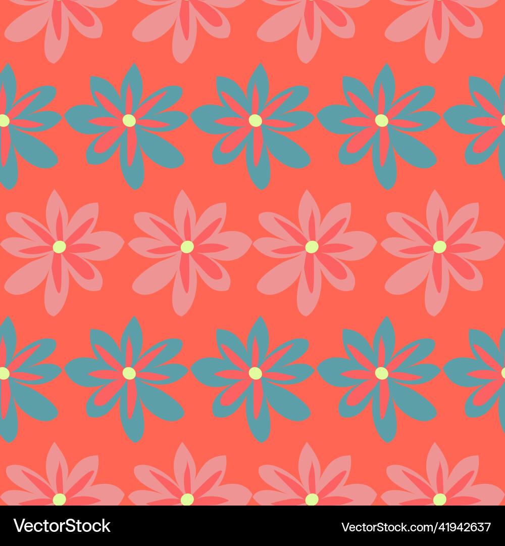Cheerful floral repeat seamless pattern in pink Vector Image