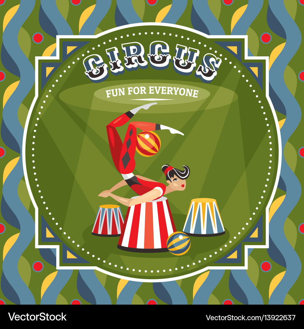Circus card with acrobat girl Royalty Free Vector Image