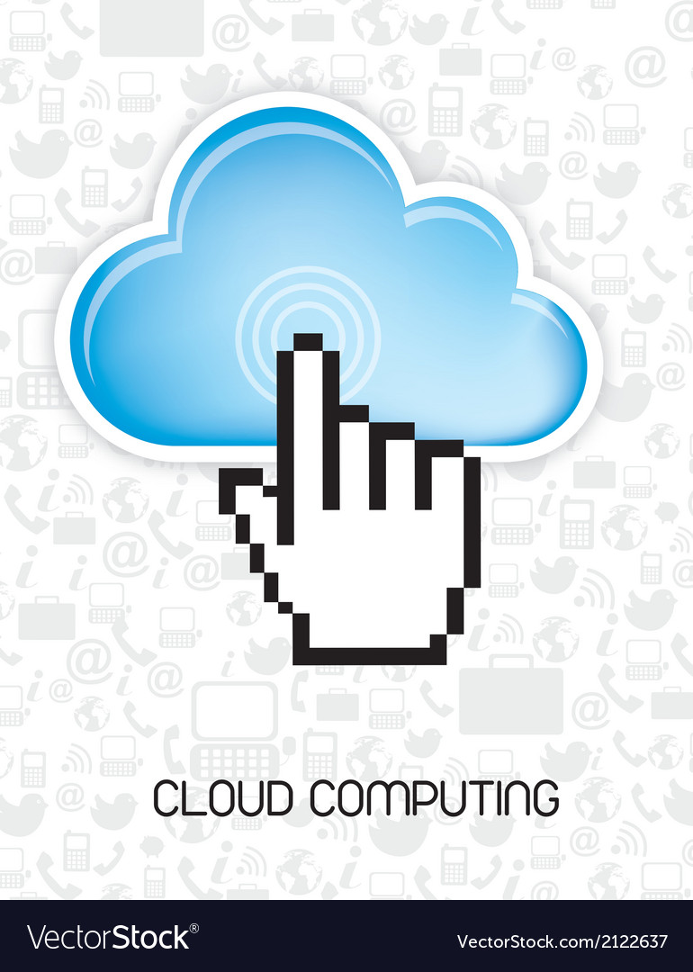 Cloud computing with cursor hand silhouette Vector Image