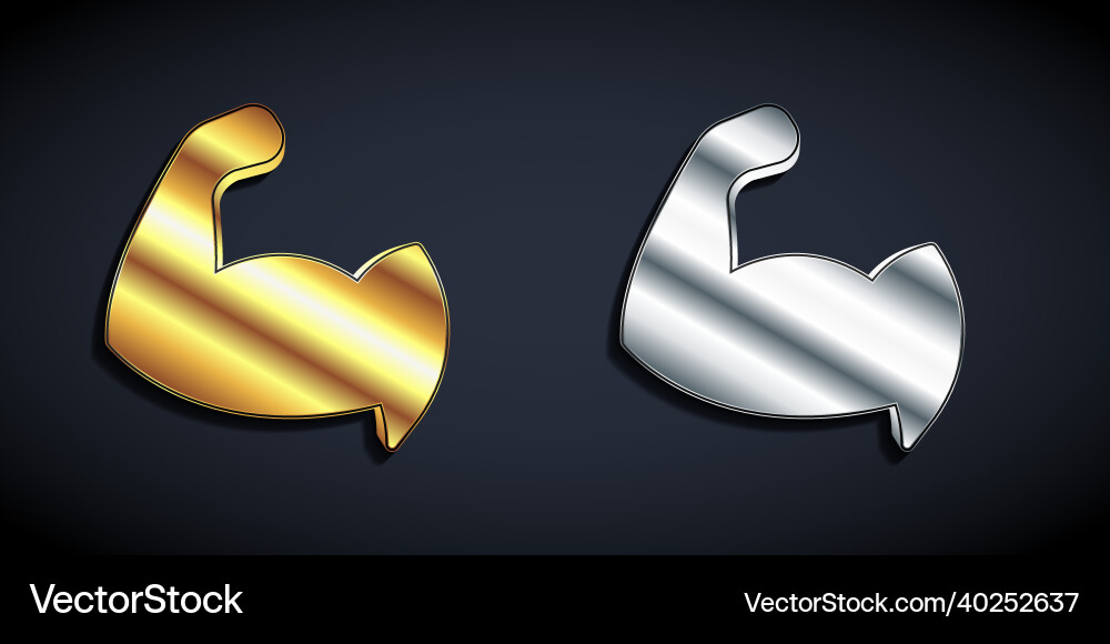 Gold and silver bodybuilder showing his muscles Vector Image