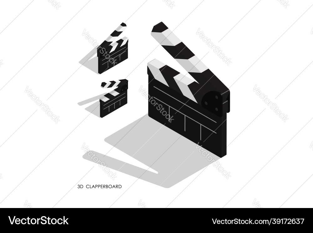 Isometric clapper board for shooting film in open Vector Image