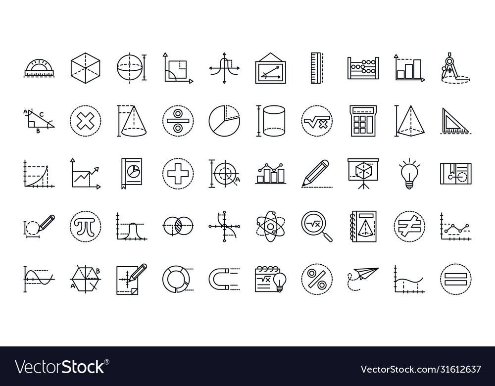 Math education school science icons collection Vector Image
