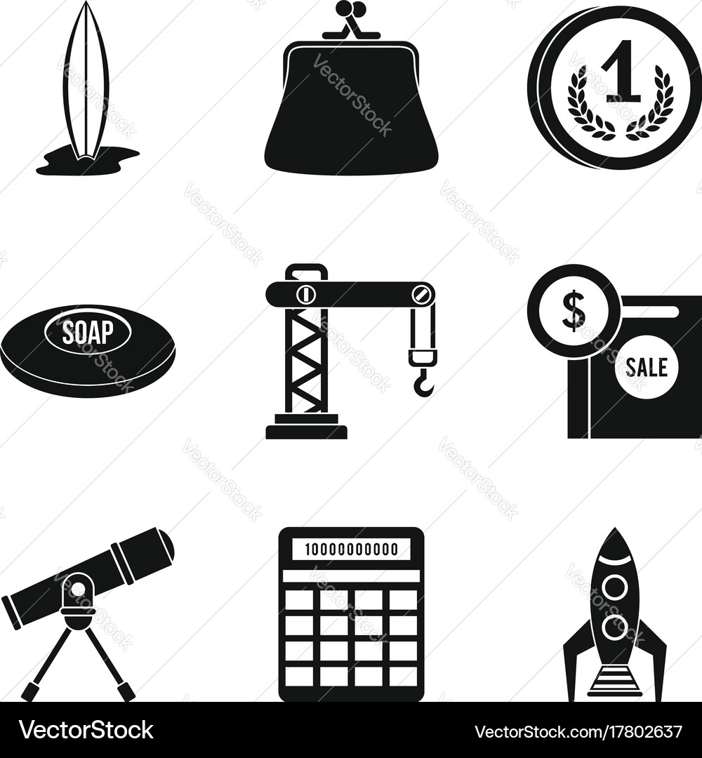 Poise icons set simple style Royalty Free Vector Image