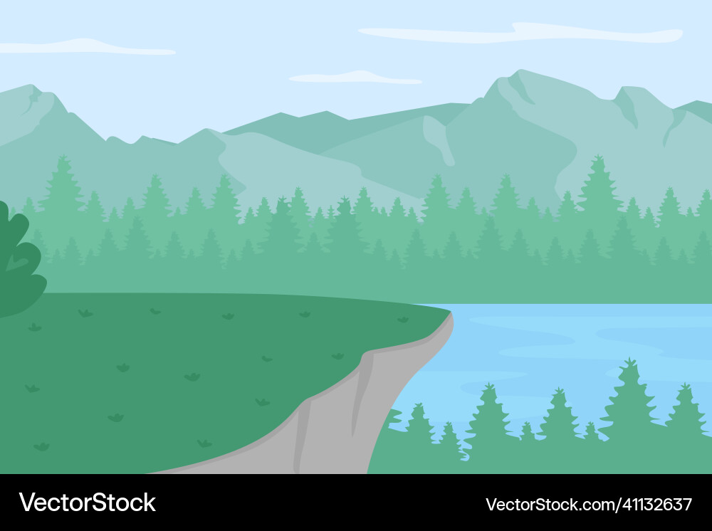 Scenic highland plato flat color Royalty Free Vector Image