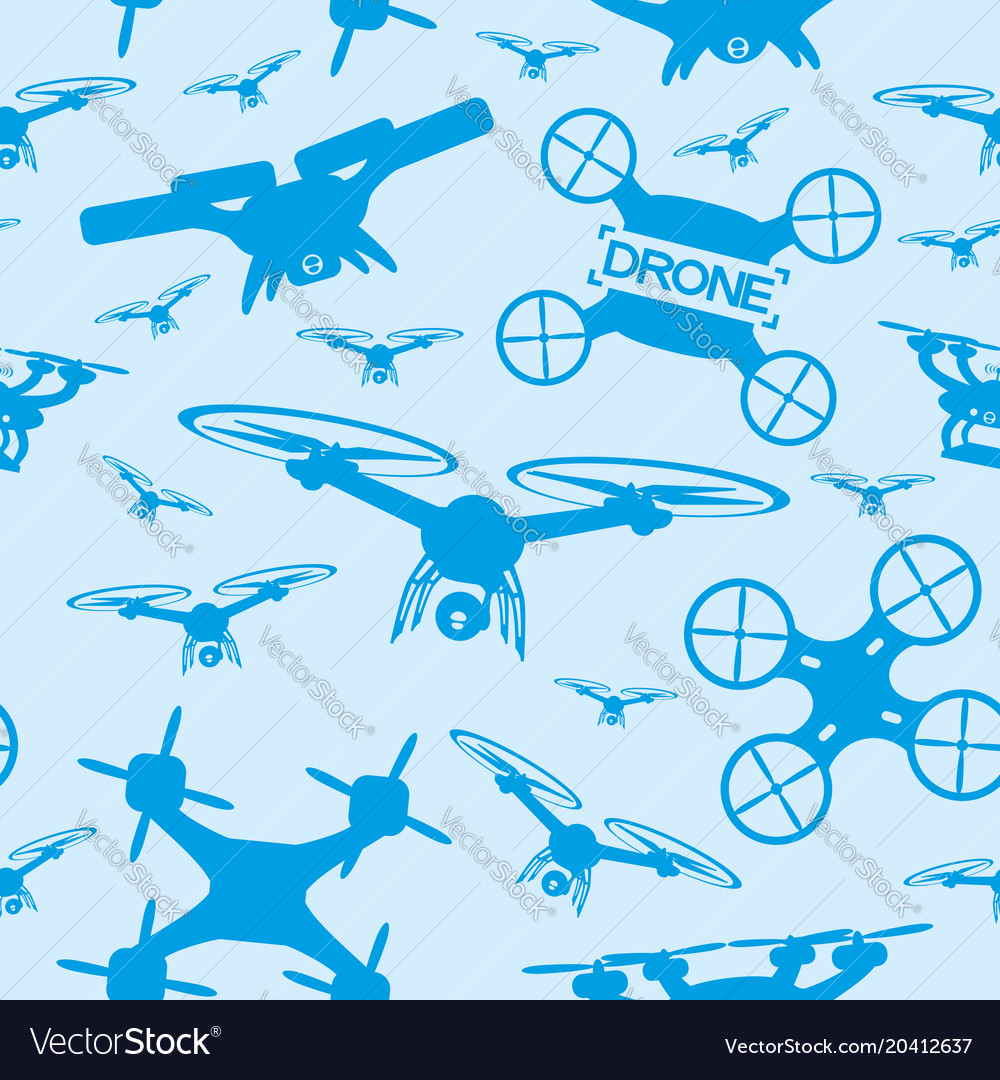 Seamless pattern with drones Royalty Free Vector Image