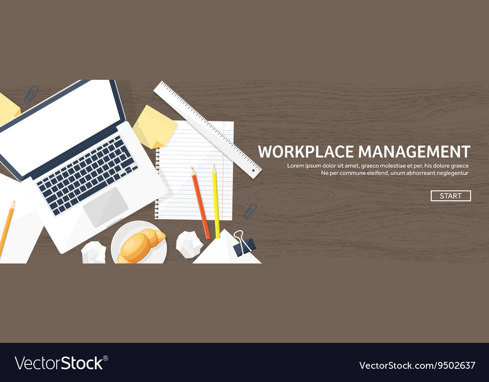 Workplace with table and computer Royalty Free Vector Image