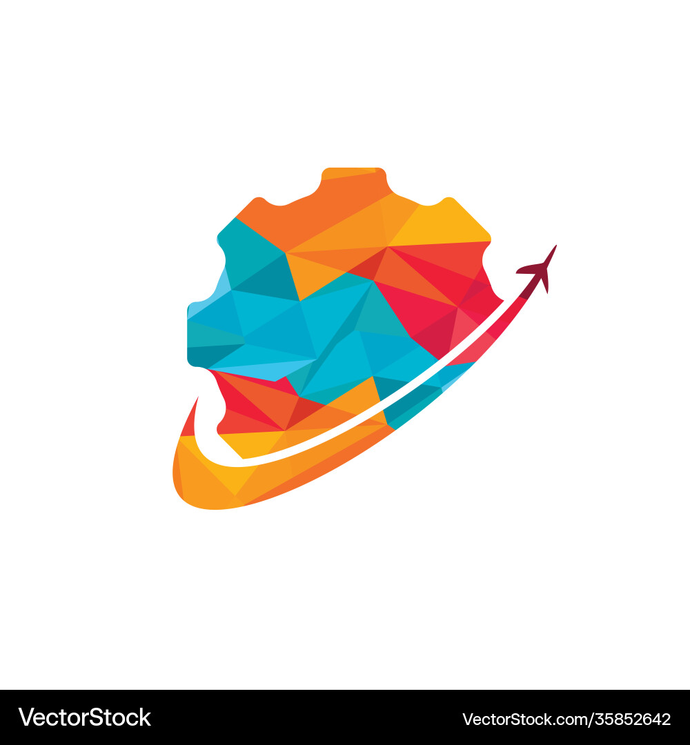 Gear travel logo design Royalty Free Vector Image