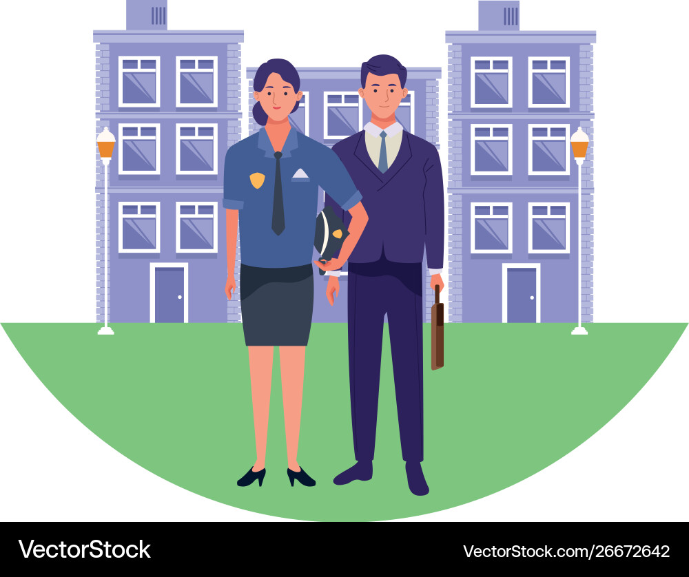 Professionals workers couple smiling cartoons Vector Image